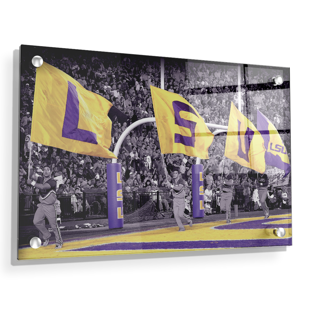 LSU Tigers - LSU Flags - LSU Tiger Stadium - Watercolor - College Wall Art